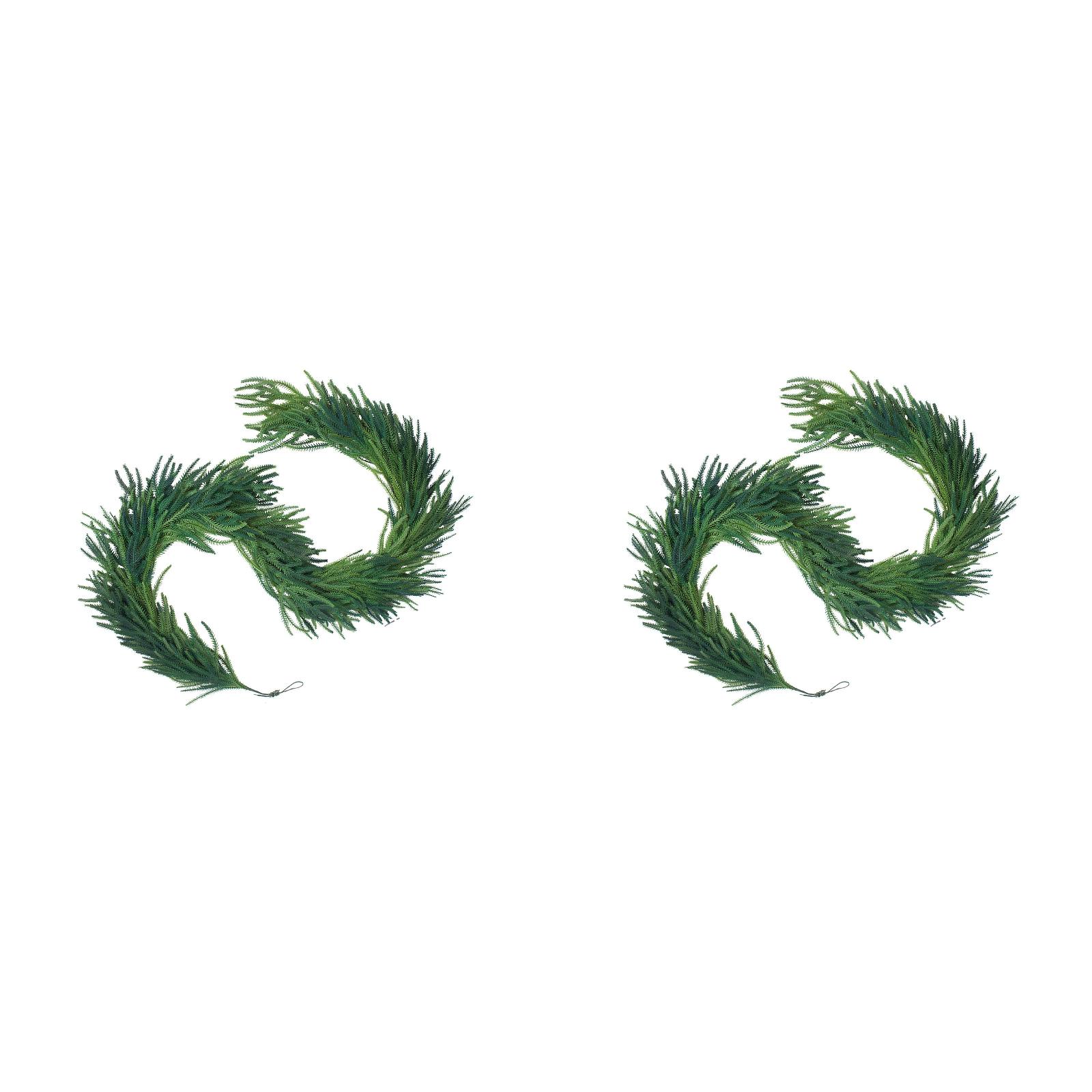 Christmas Garlands Norfolk Pine Garland Real Touch Artificial Greenery Garland for Table Mantle ...