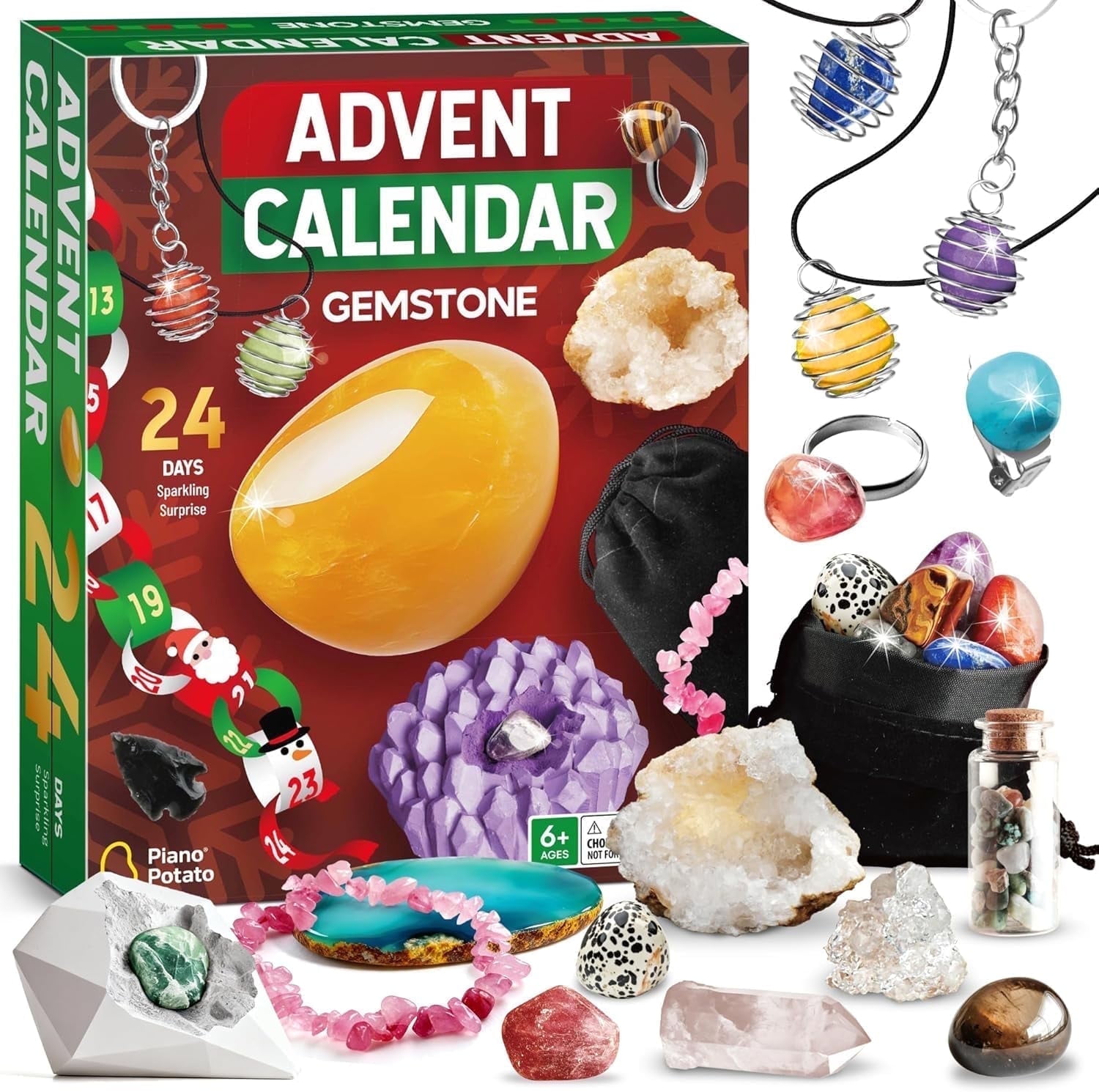 Christmas Gemstone Advent Calendar 2025,24 Days Natural Rock Crystal ...