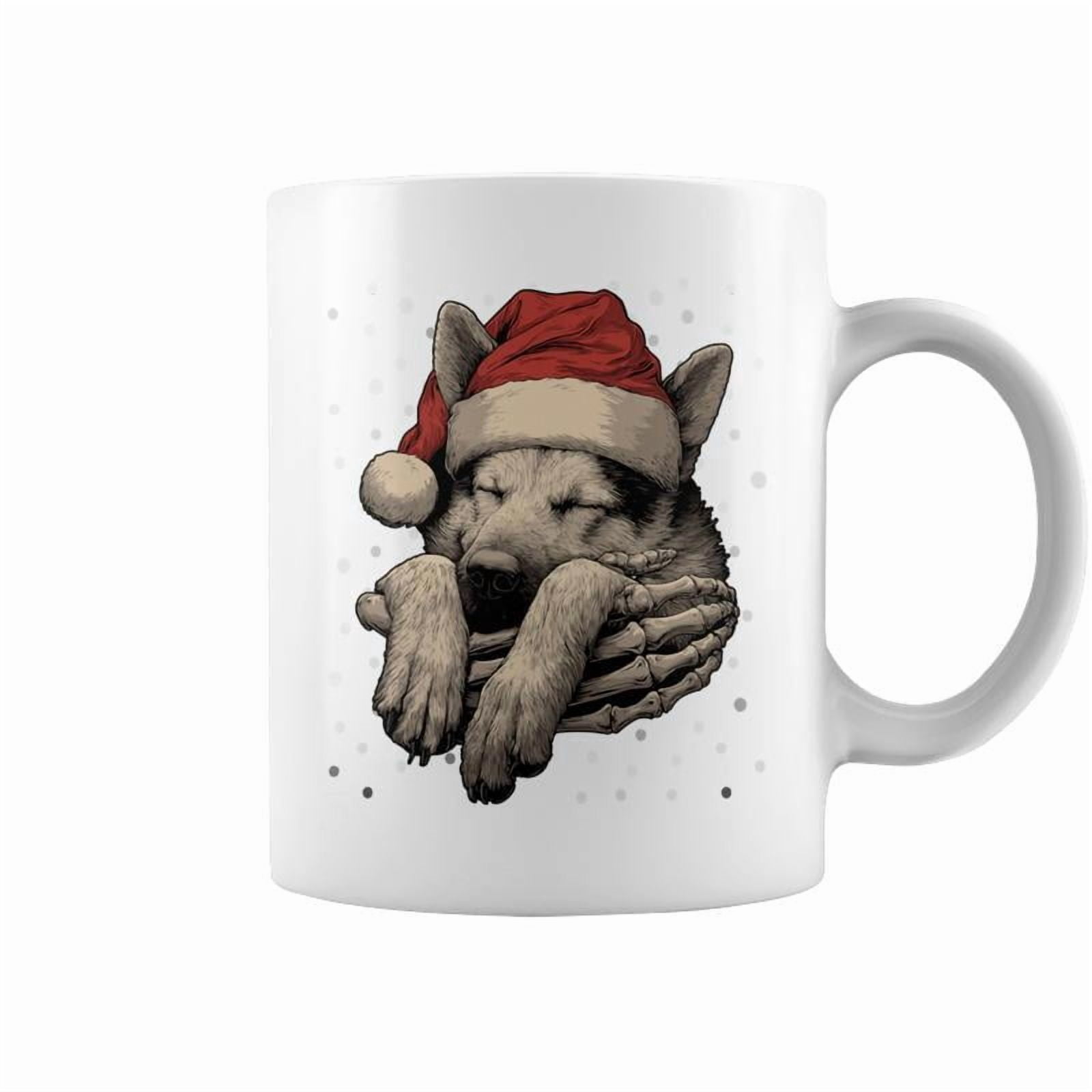 Christmas German Shepherd Santa Hat Skeleton Hand Gothic Dog Coffee ...
