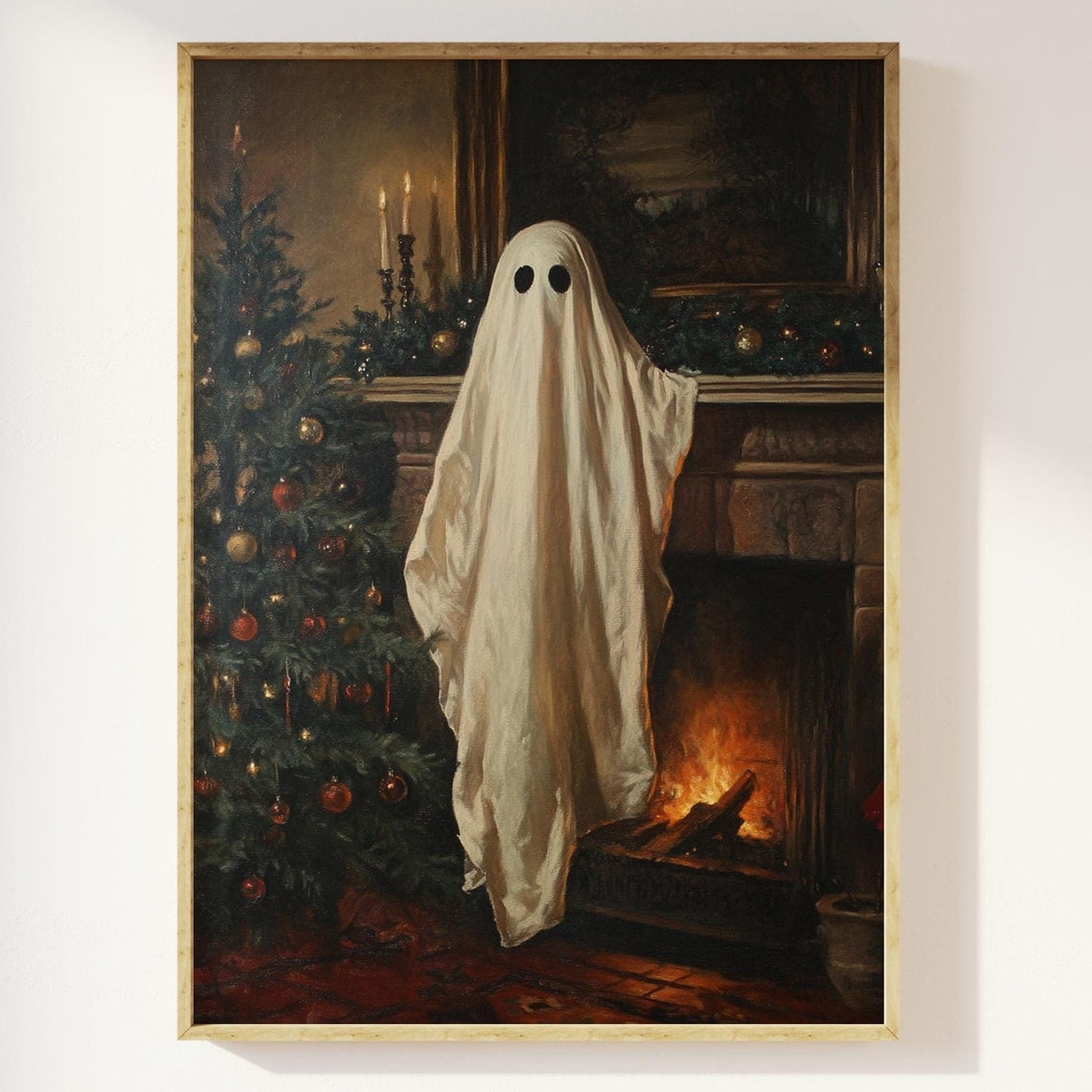 Christmas Ghost Art Print Christmas Tree And Ghost In Victorian Home ...