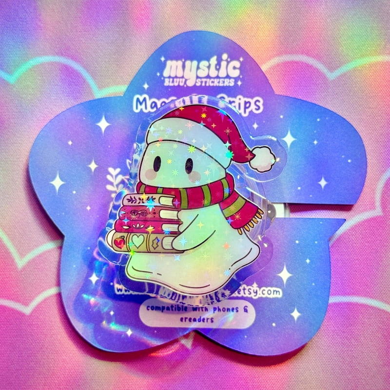 Christmas Ghost Phone Grip: Holographic Santa, Books, Magnetic Stand ...