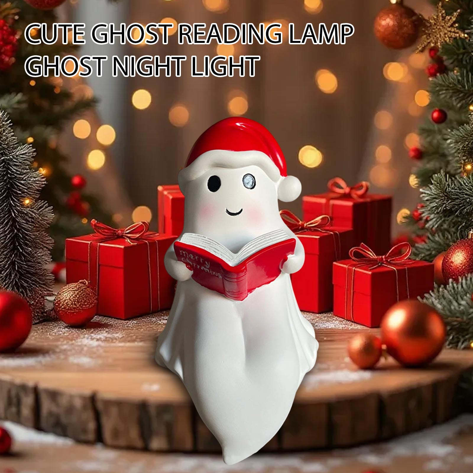 Christmas Ghost Reading Book Light with Christmas Hat, Ghost Night ...