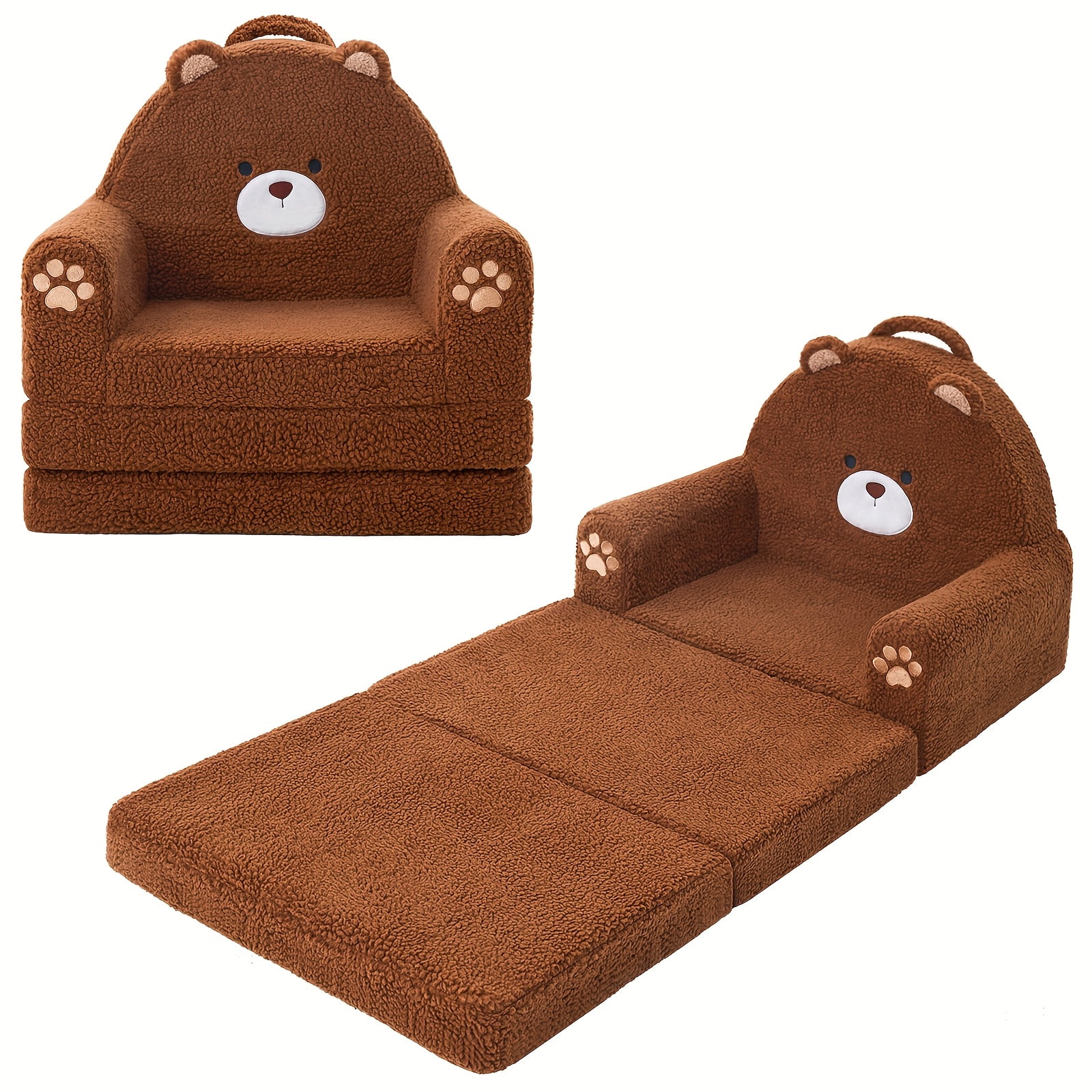 Christmas Gift, 2-in-1 Convertible Kids Couch & Chair, Plush Sherpa ...