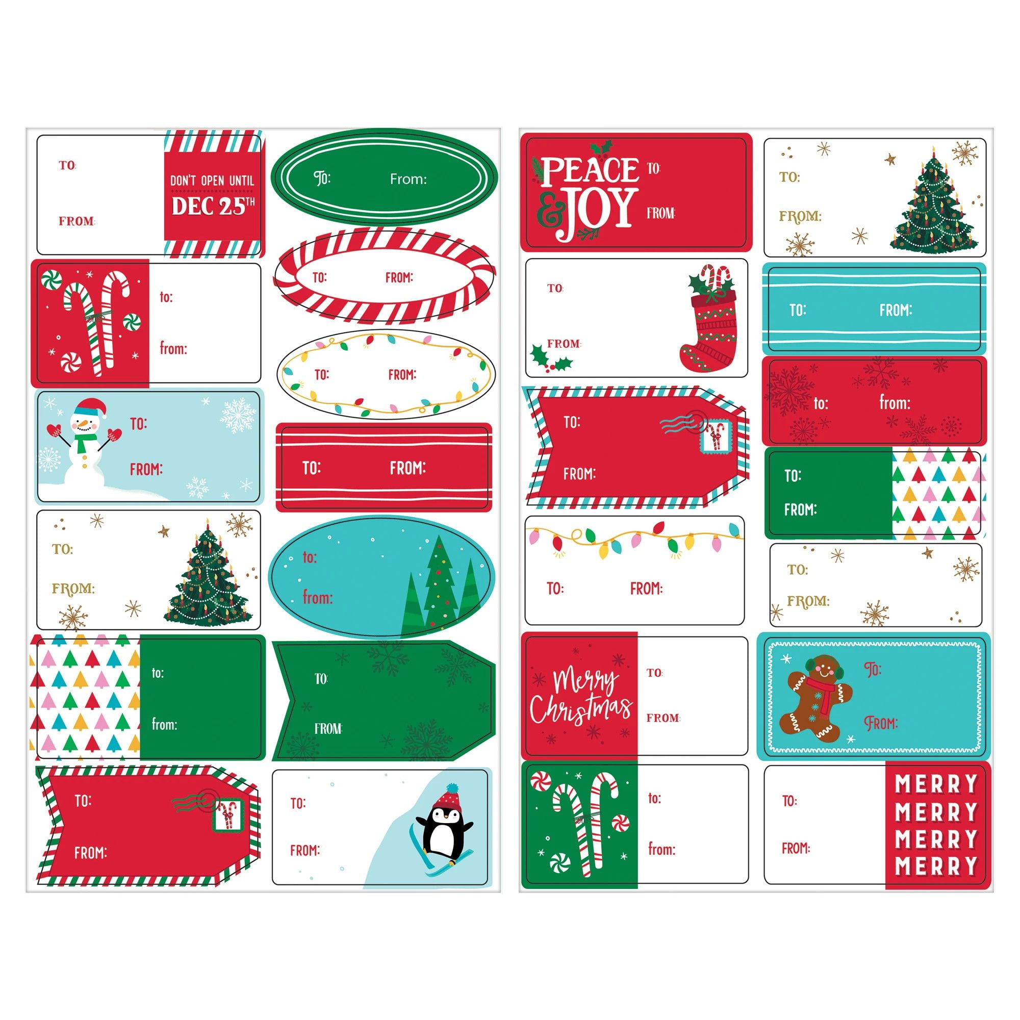 150 Self-Stick Holiday Tags - Assorted Adhesive Christmas Labels for ...