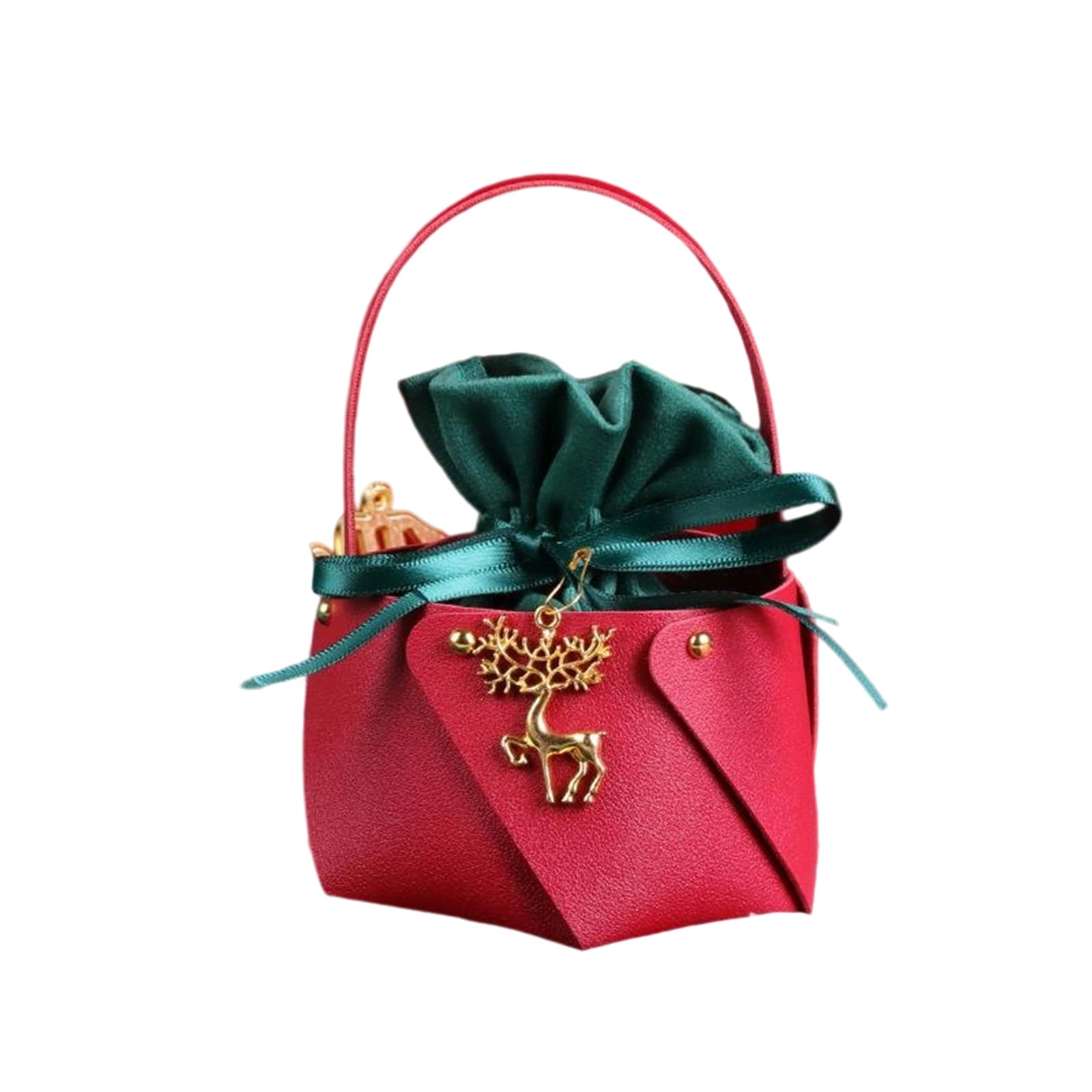 Christmas Gift Bag Artificial Leather Red Velvet Pouch Candy Holder ...