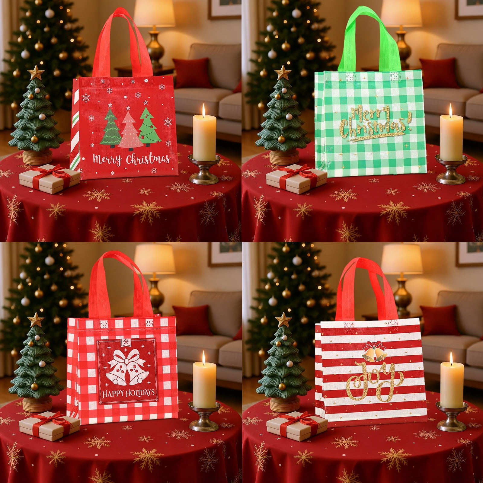Christmas Gift Bag, Premium Non-Woven Fabric Handbag, Foldable ...