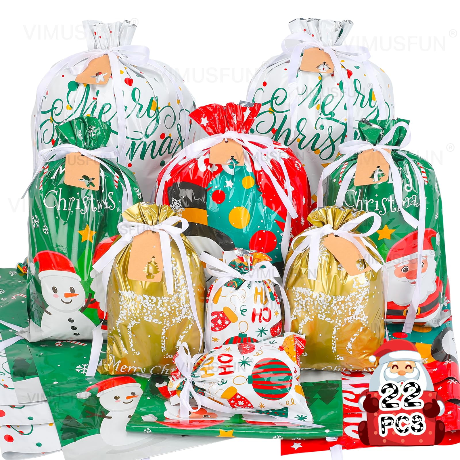 Christmas Gift Bags, 22pcs Christmas Bags BSL1 for Gifts, Christmas ...