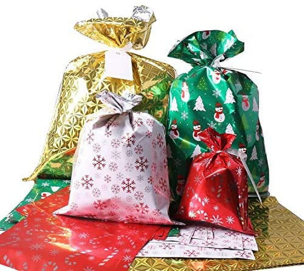 Christmas Gift Bags, 40Pcs Santa Wrapping Gift Bag in 4 Sizes and 4 ...