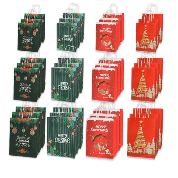Christmas Gift Bags with Handles, 36 Pack Holiday Kraft Paper Gift Bags ...