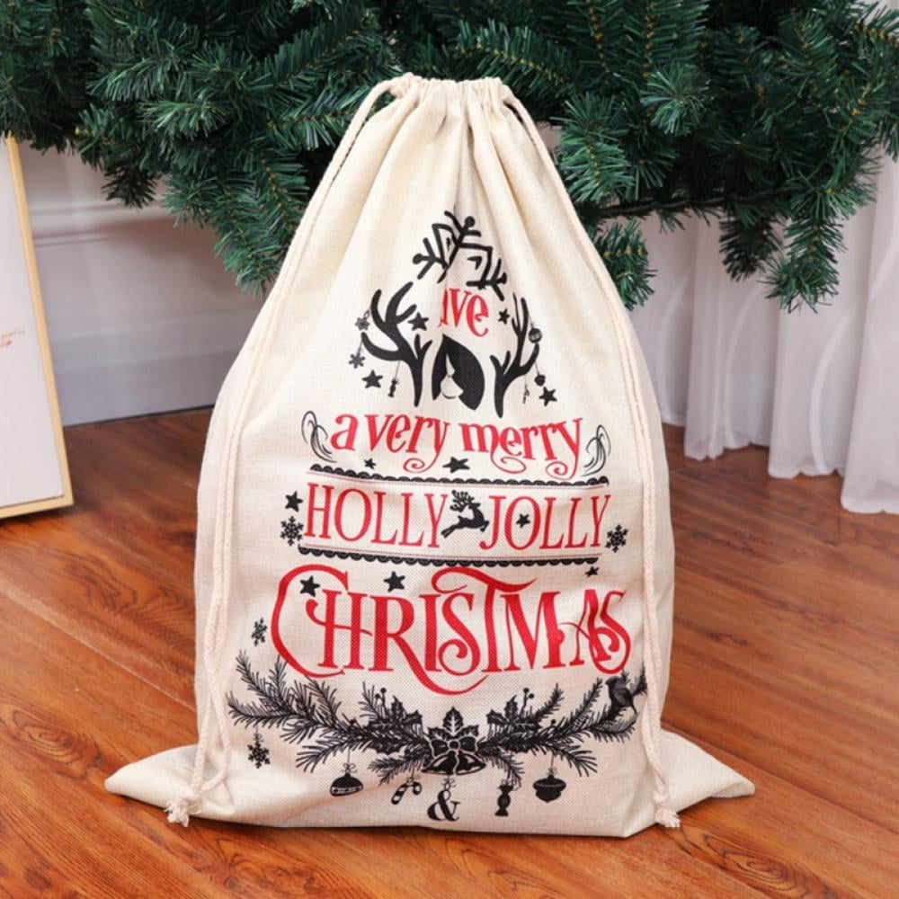 Christmas Gift Bags, Santa Burlap Sack with Drawstring 26" x 19" for ...