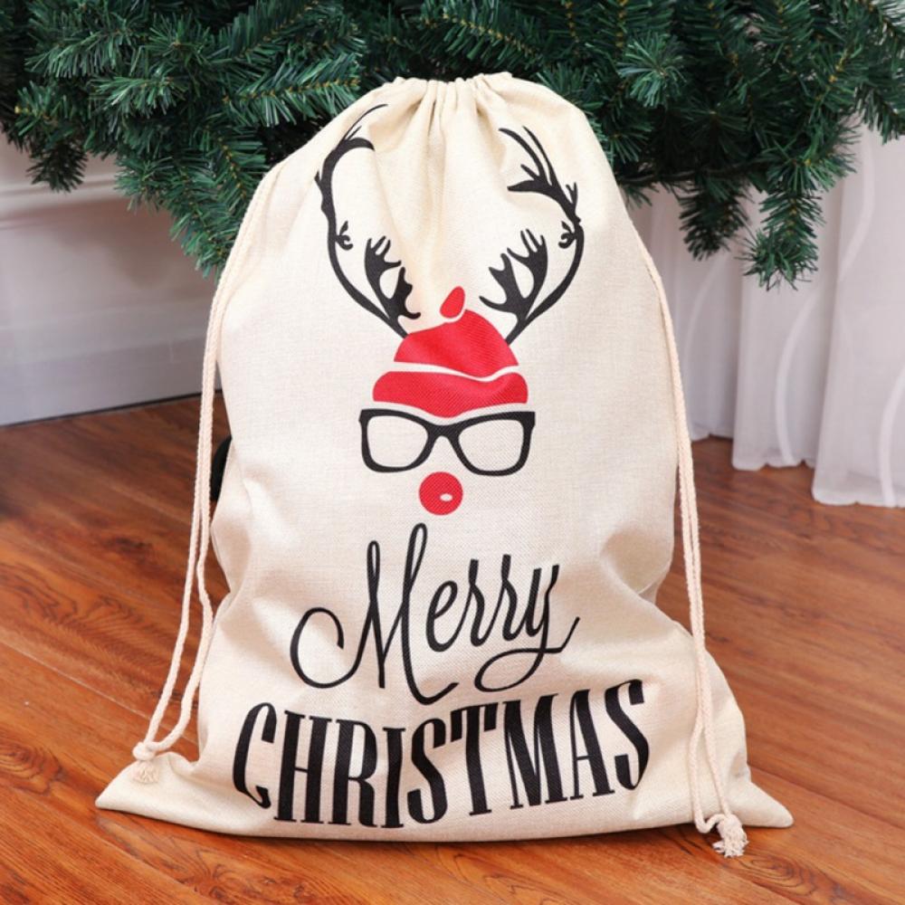 Christmas Gift Bags, Santa Burlap Sack with Drawstring 26" x 19" for ...