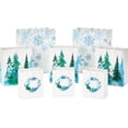 Christmas Gift Bags - White with Wreaths, Snowflakes and Trees (8 ...