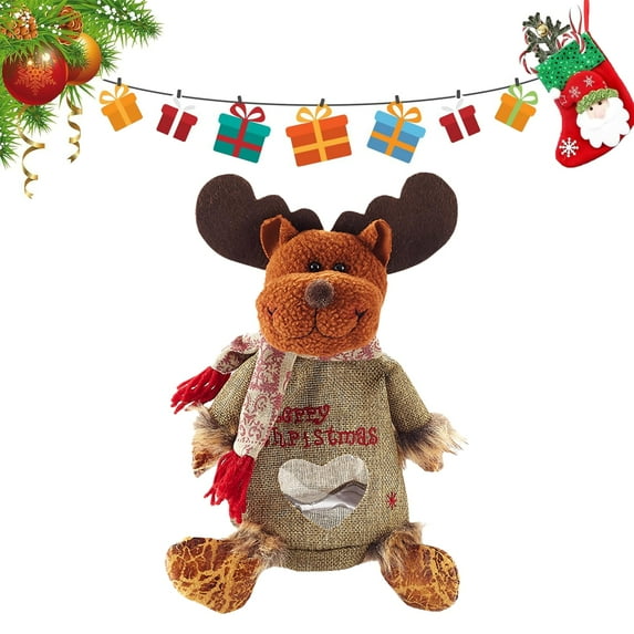 Christmas Gift Bags Zipper Design, 2025 New Flax Fabric Christmas Apple ...