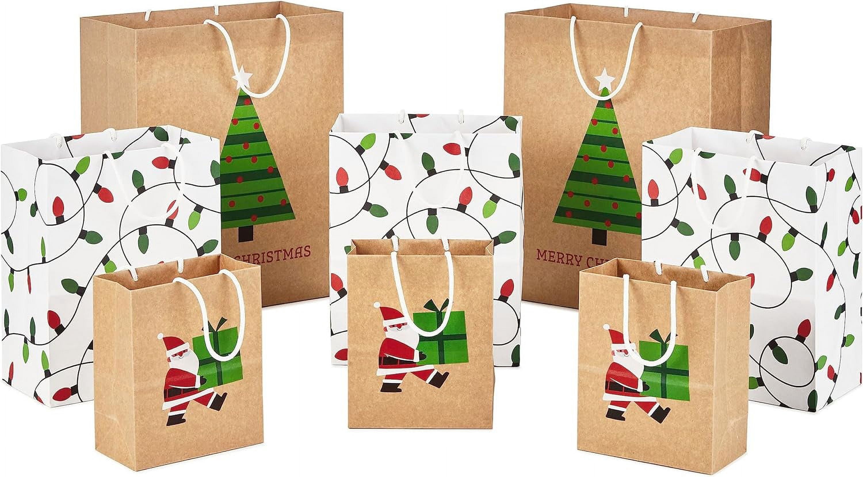 Christmas Gift Bags for Kids (8 Bags: 3 Small 6", Medium 9", 2 Large 13 ...
