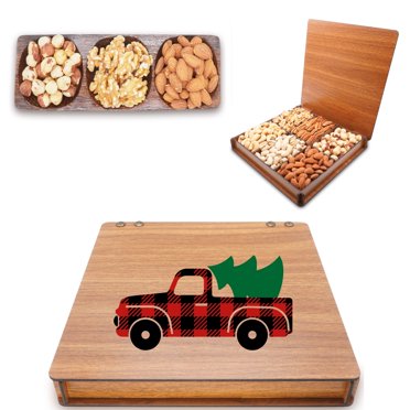 Gourmet Christmas Nuts Gift Baskets - Wood Platter With Lazy Susan (9 ...