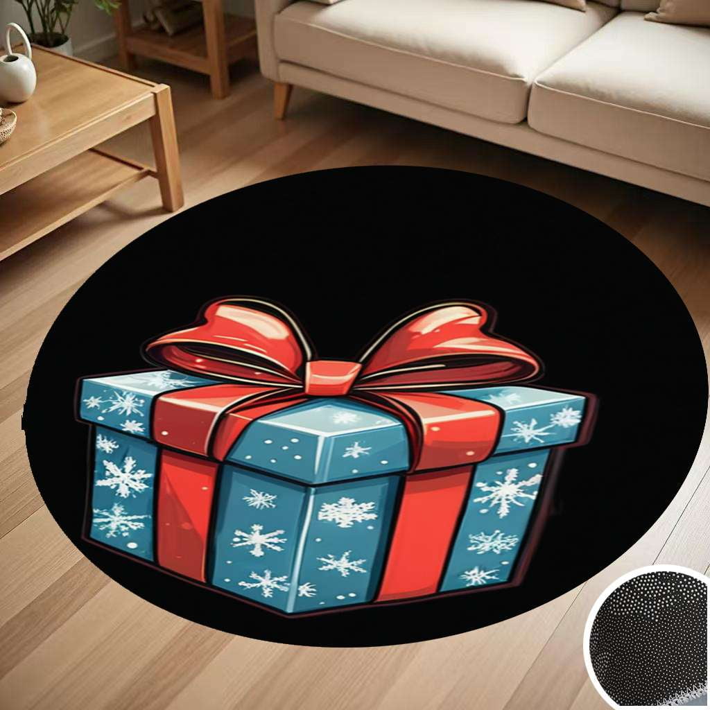 Christmas Gift Box With Snowflakes Round Carpet Living Room Bedroom ...