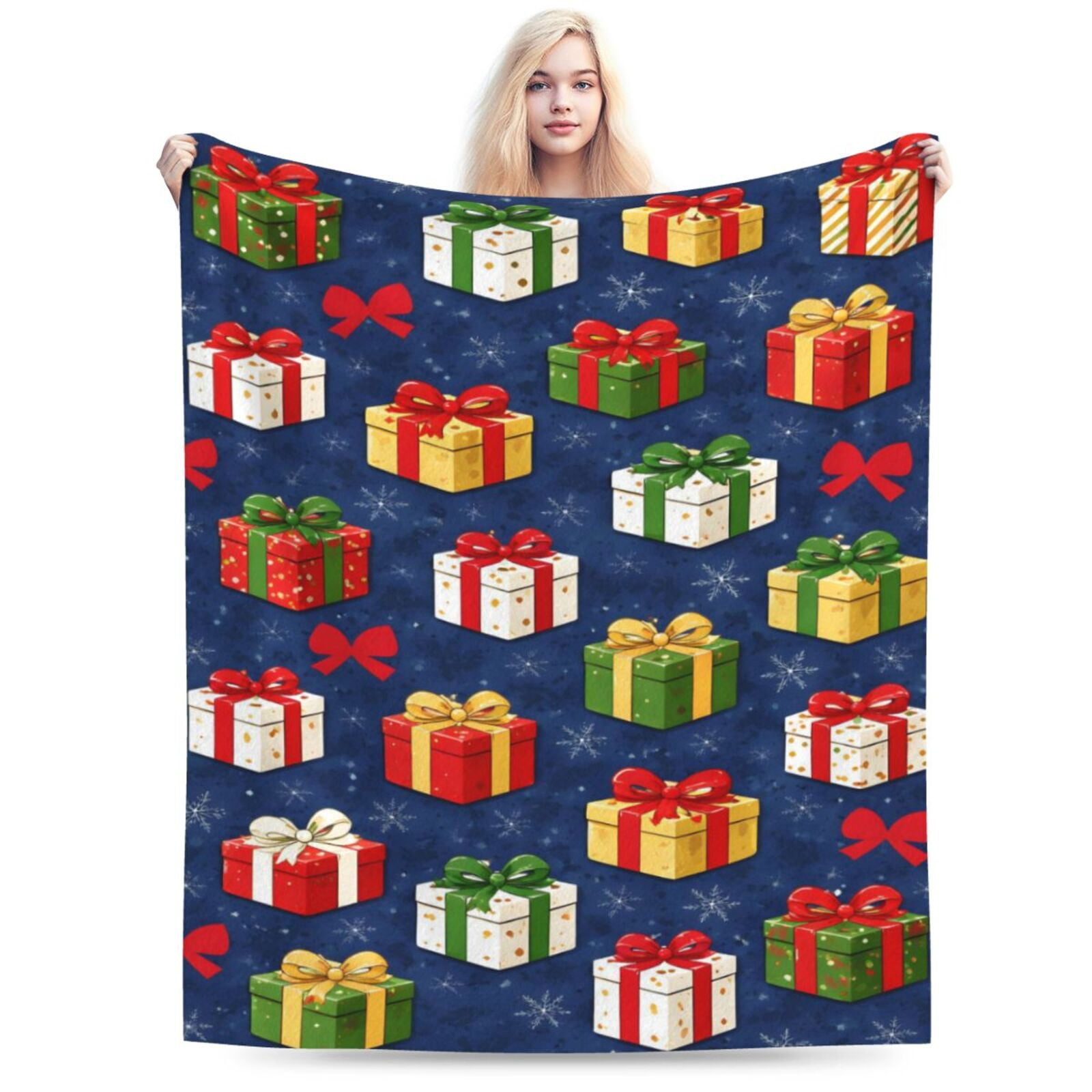 Christmas Gift Boxes Blanket Holiday Present Pattern Throw Blanket ...