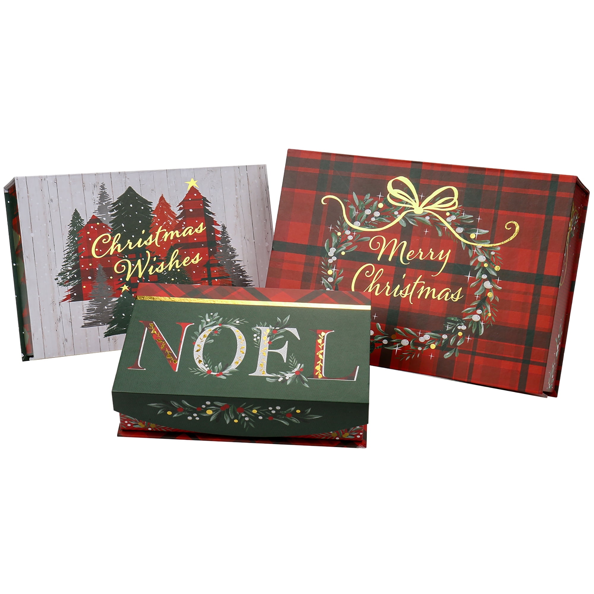 Christmas Gift Boxes with Magnet Lids for Presents Pack of 3 Red White ...