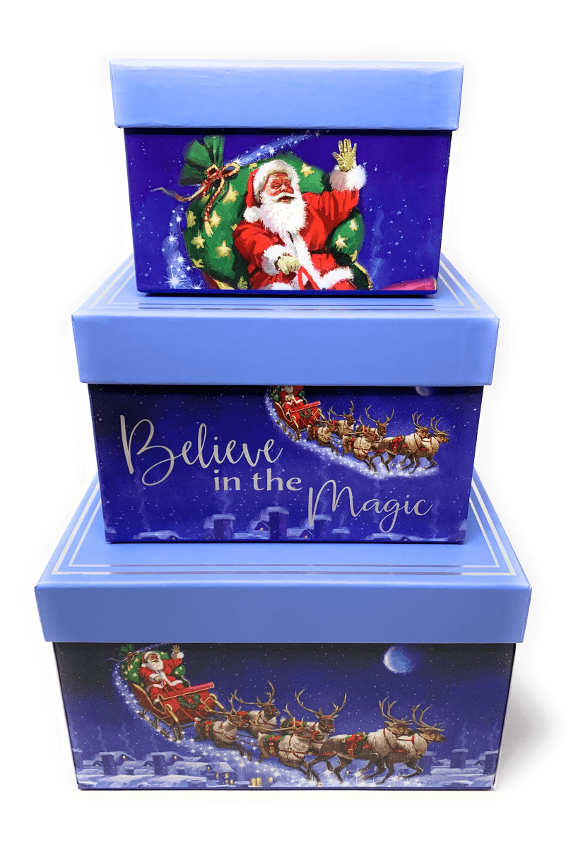 Christmas Gift Boxes Set of 3 Deluxe Christmas Nesting Boxes with Lids ...
