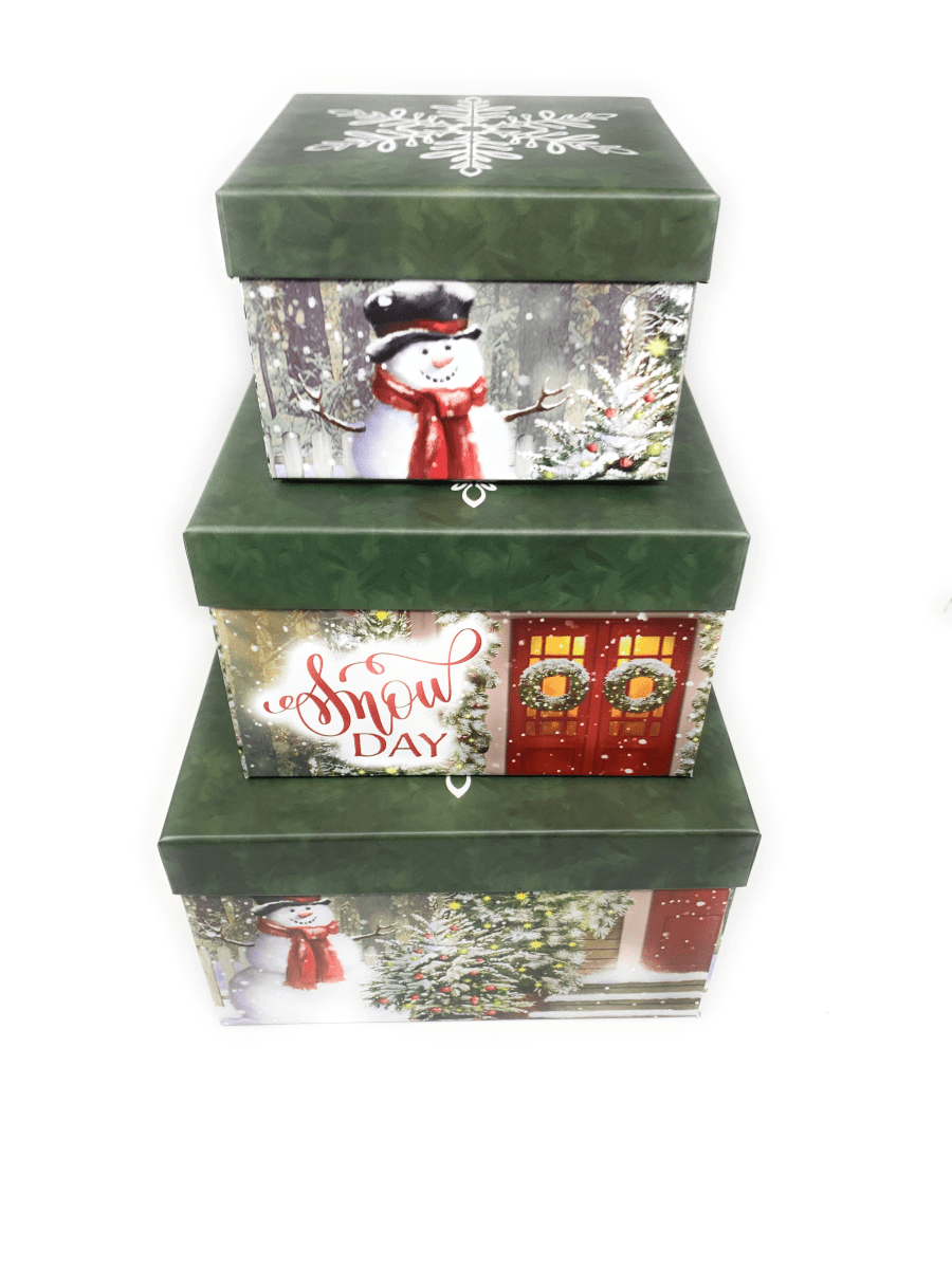 Christmas Gift Boxes Set of 3 Deluxe Christmas Nesting Boxes with Lids ...