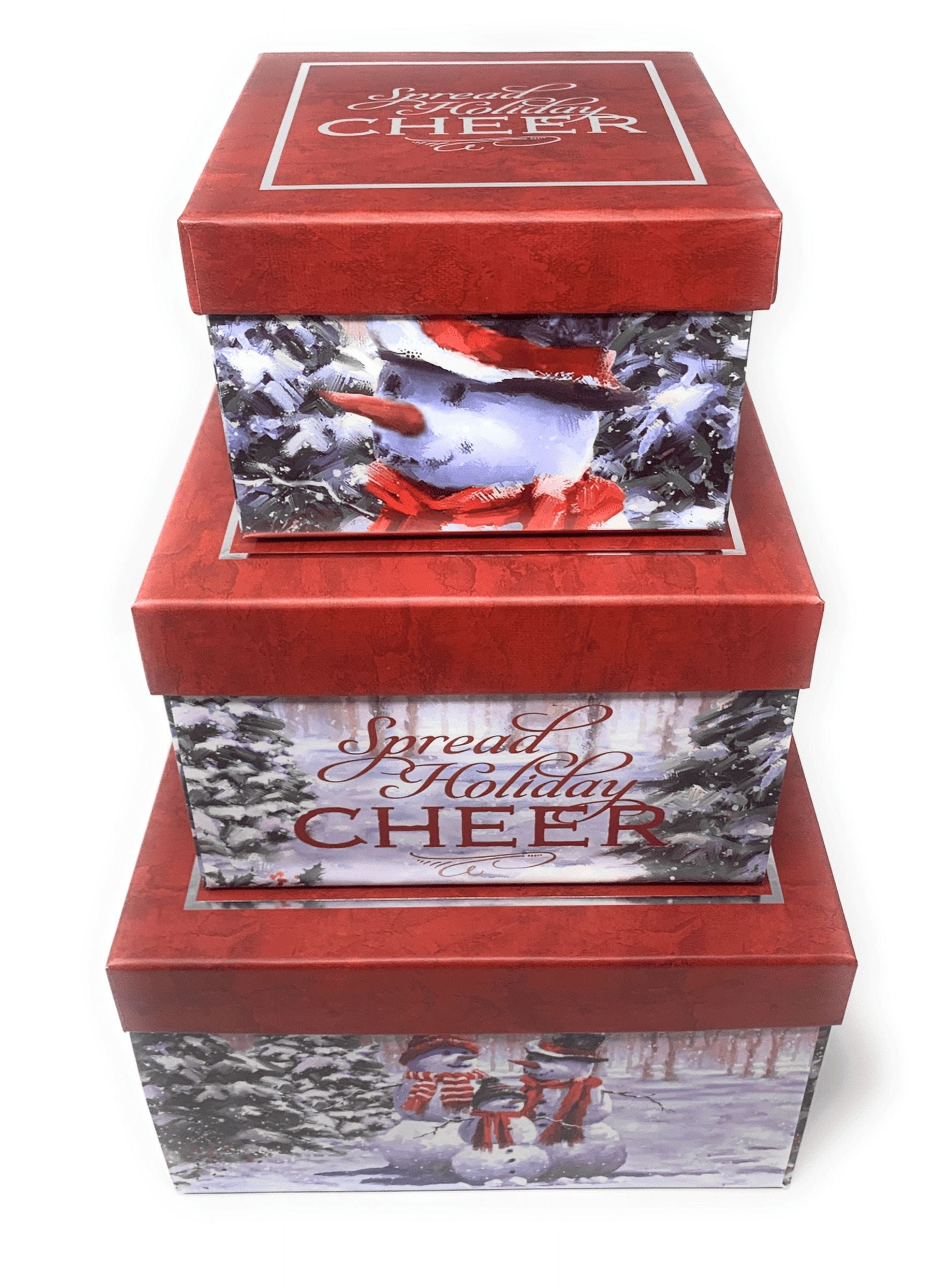 Christmas Gift Boxes Set of 3 Deluxe Christmas Nesting Boxes with Lids ...