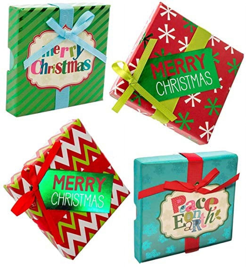 Christmas Gift Card Holder Boxes with Ribbon & Foil (Set of 4 ...