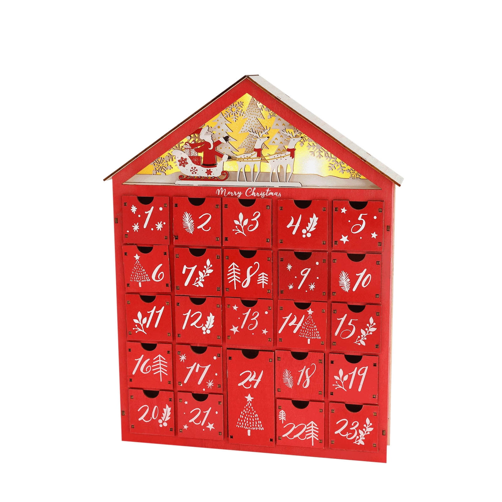 Christmas Gift Countdown Calendar Gift Box with 24 Wooden Drawers ...