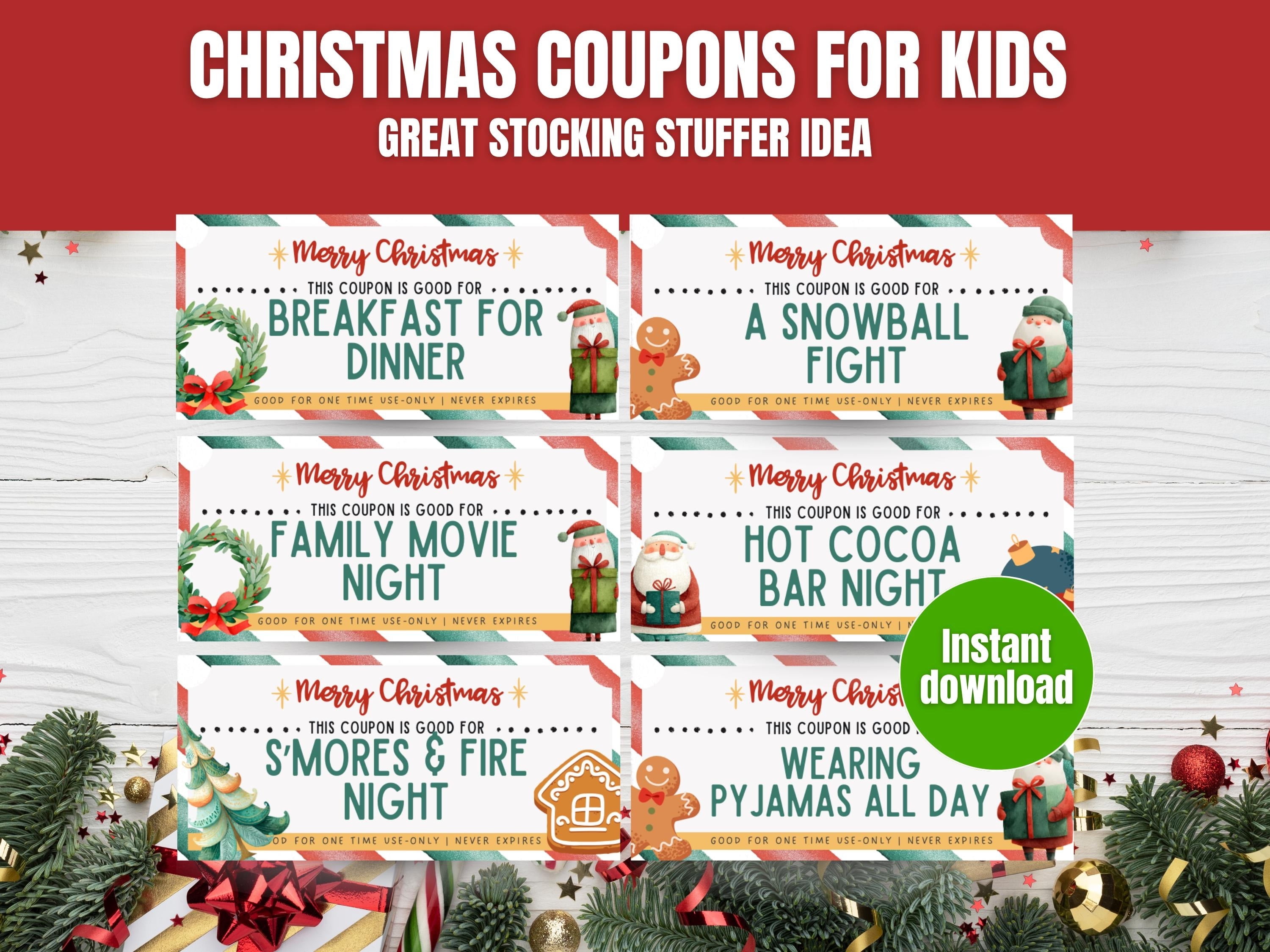 Christmas Gift Coupon Book – Printable Holiday Reward Tickets for ...