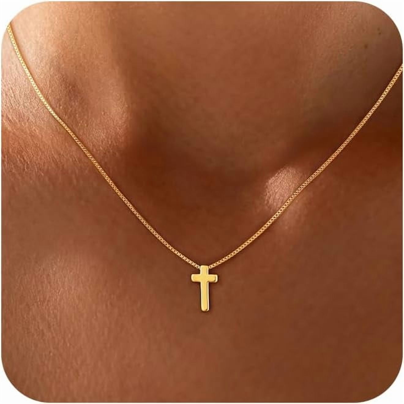 Christmas Gift Cross Necklaces for Women - Dainty 14K Gold Plated ...
