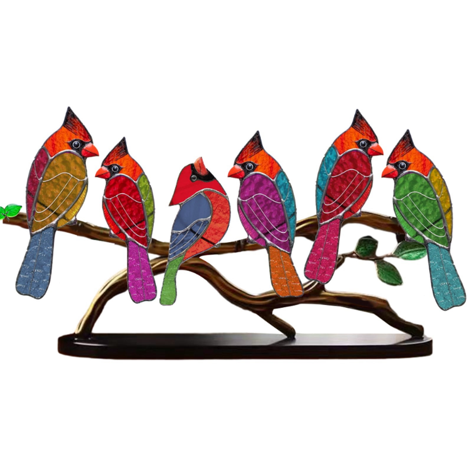 Christmas Gift Desktop Metal Bird Figurine,Stained Birds On Branch ...