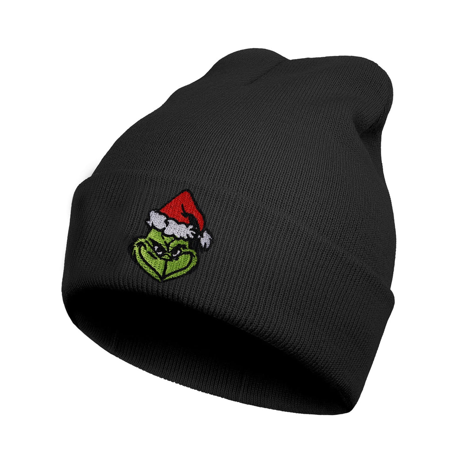 Christmas Gift Festive Character Embroidered Cuffed Black Knitted ...