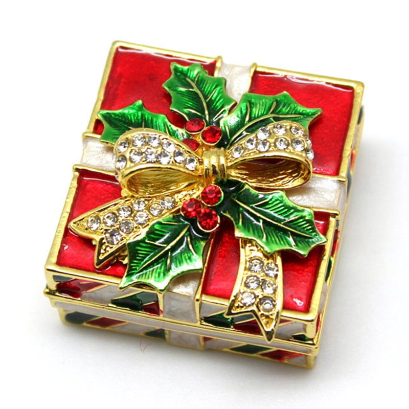 Christmas Gift Jeweled Trinket Box Red and White Crystal Studded ...