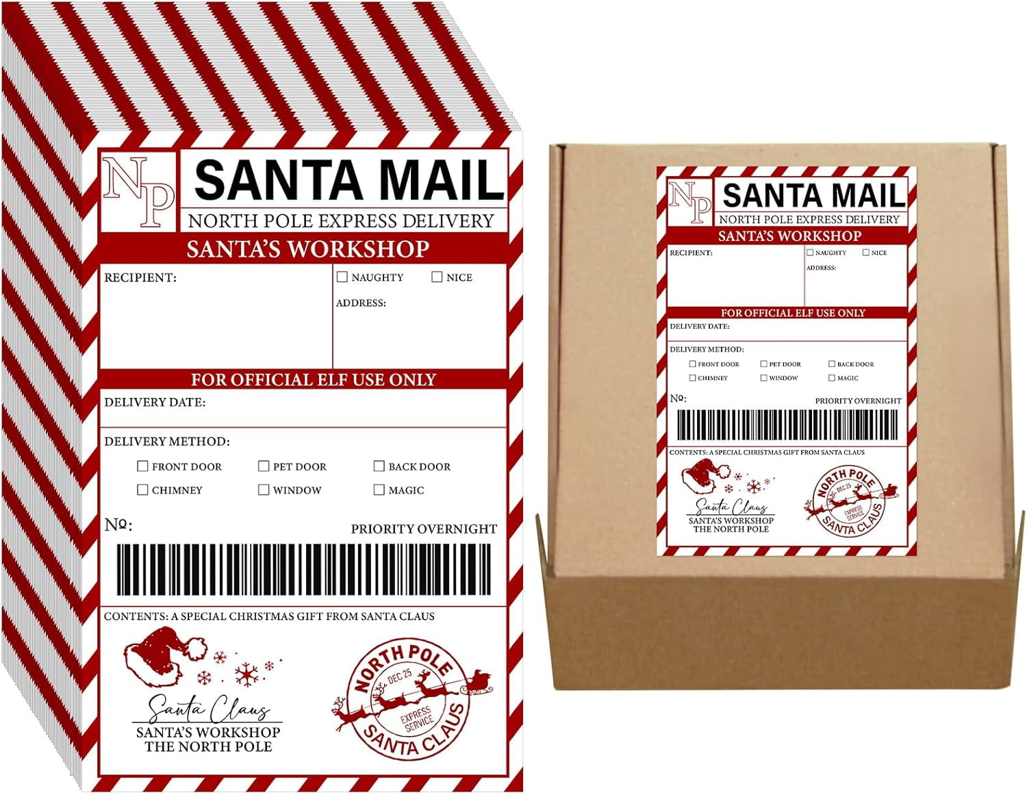 Christmas Gift Tag Stickers from Santa Claus Name Tags Stickers North ...