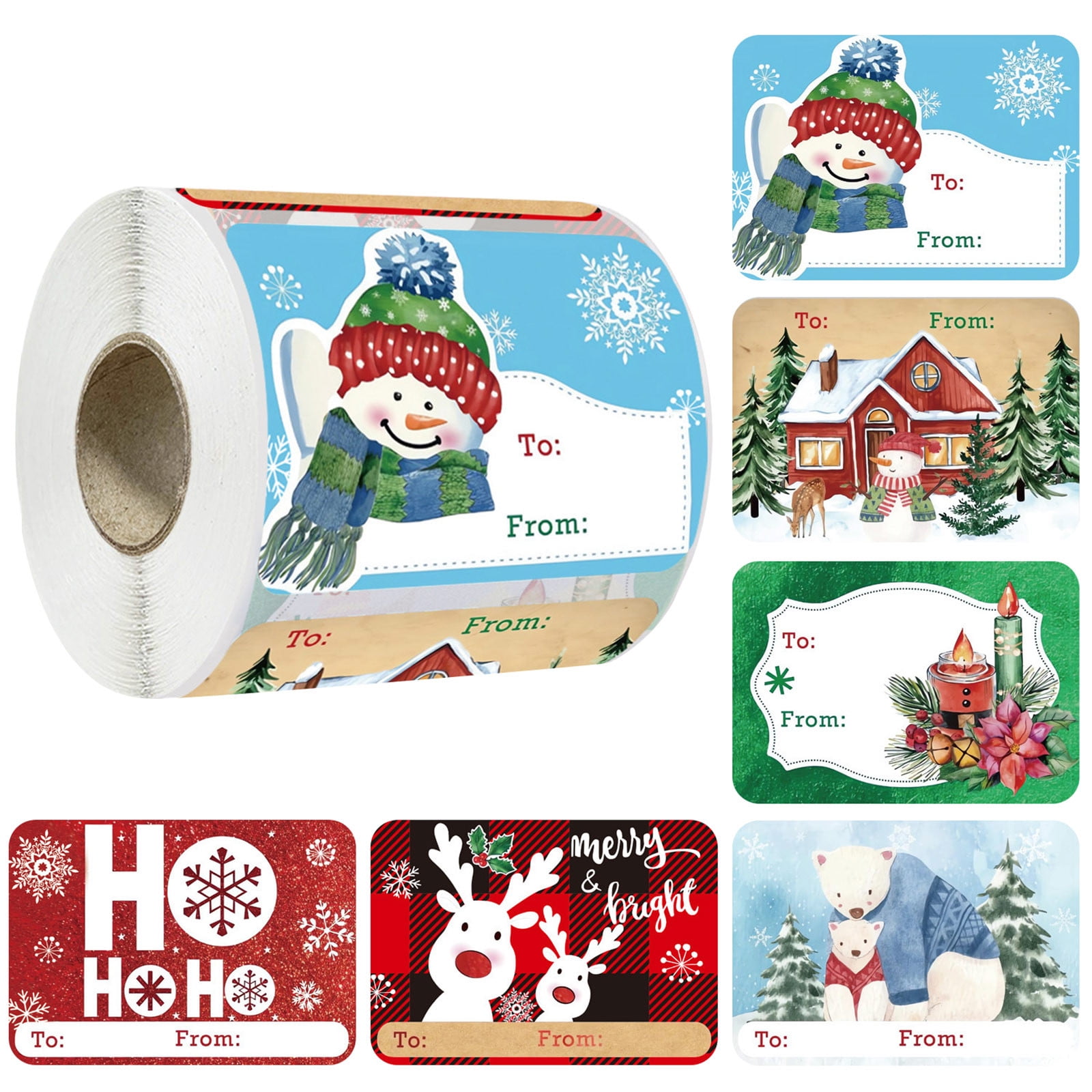 Christmas Gift Tags Stickers 250 Pcs Self-Adhesive Xmas Gift Vintage ...