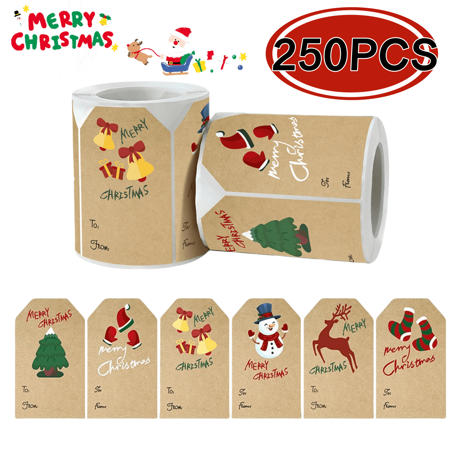 Christmas Gift Tags Stickers, Christmas Name Tag Stickers Self Adhesive ...