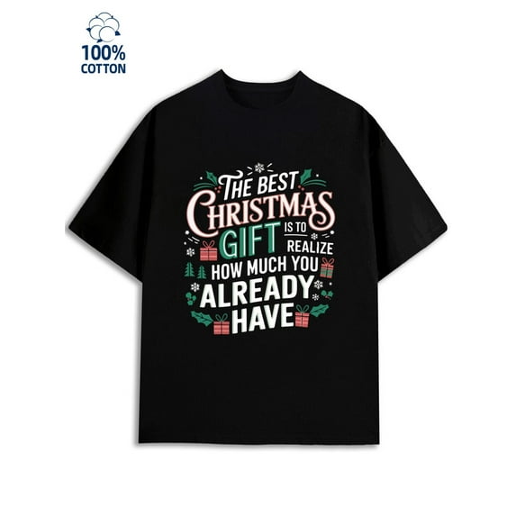 Christmas Gift Tee for men Christmas 180G 100% Cotton black Christmas ...