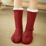 Debra Weitzner Womens Thermal Sherpa Socks Fleece Lined Fuzzy Gripper Socks Winter Christmas ...
