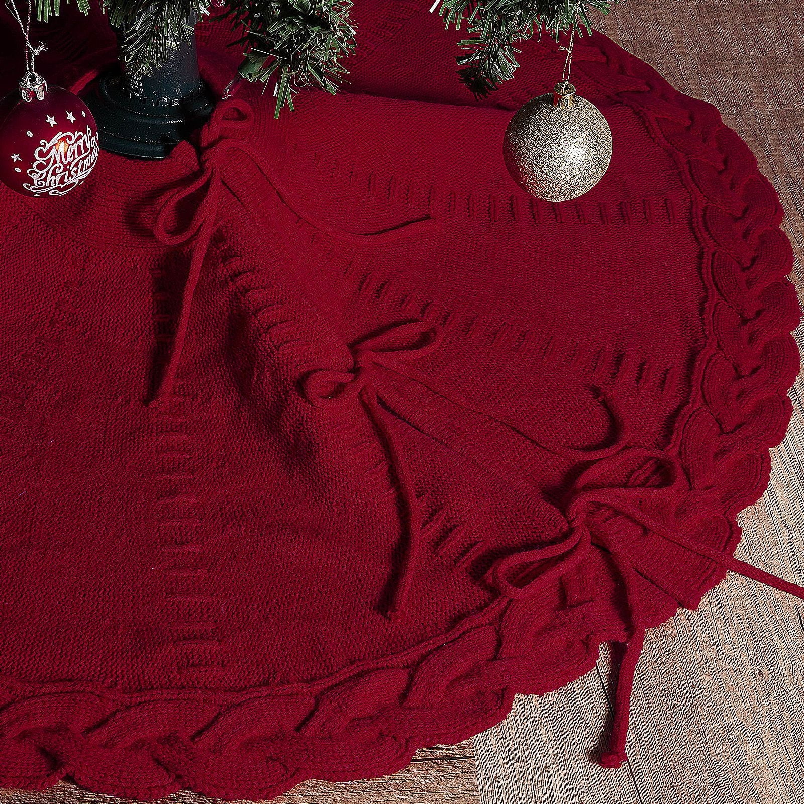 Christmas Gift! Washable Christmas Tree Skirt 36Inch Red Xmas Tree ...