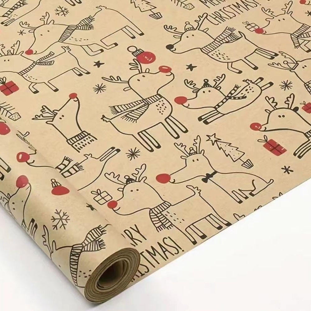 Christmas Gift Wrapping Paper Santa Claus Snowman Xmas Tree Pattern ...