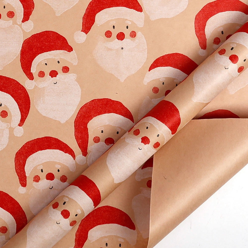Christmas Gift Wrapping Paper Santa Claus Snowman Xmas Tree Pattern ...