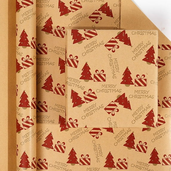 Christmas Gift Wrapping Paper Santa Claus Snowman Xmas Tree Pattern ...