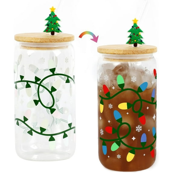 Christmas Gifts, 18oz Color Changing Christmas Lights Iced Coffee Can ...