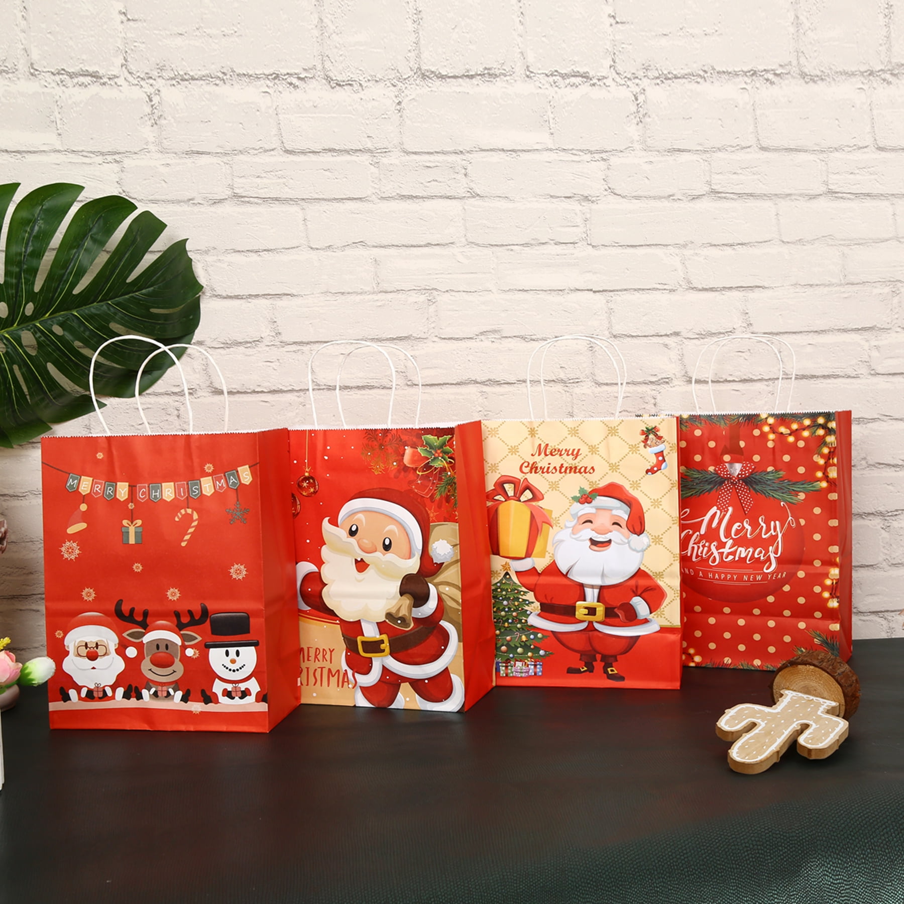 BIG XMAS REUSABLE BULK Christmas Gift Bags, 12 Pack Kraft Paper Bags ...