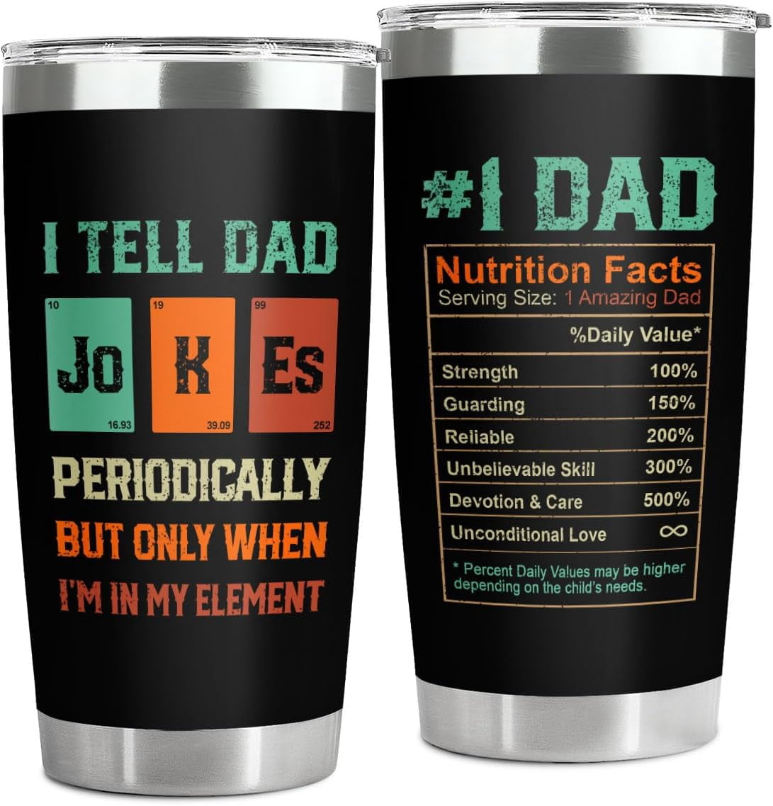 Christmas Gifts for Dad, Dad Jokes Tumbler 20 Oz Stainless Steel with ...