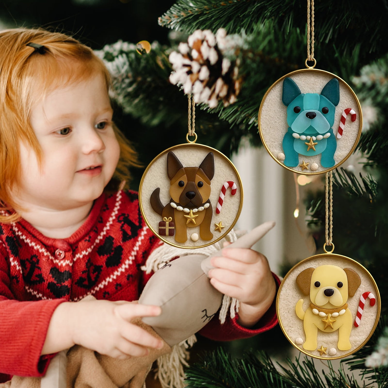 Christmas Gifts Decorations 4 Inch 2D Puppy Christmas Tree Ornament ...