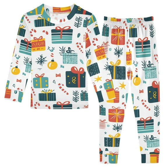 Christmas Gifts Pattern Cotton Pajamas 2 Piece Set Sleepwear Soft and ...