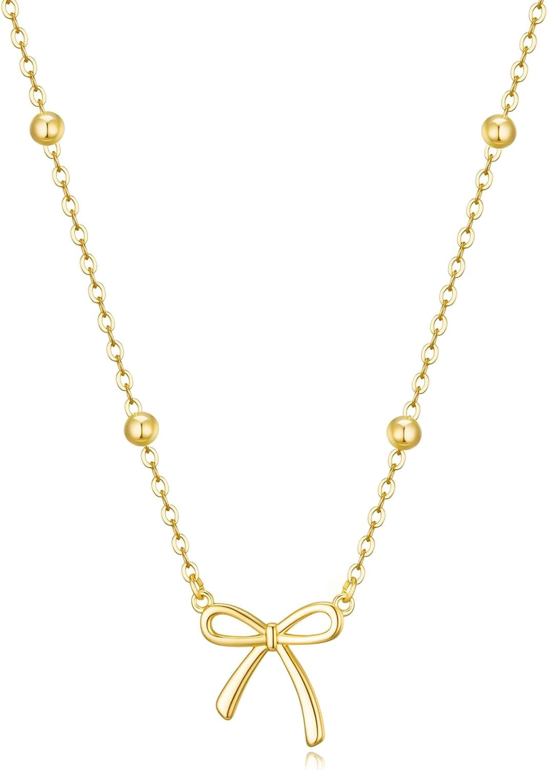 Christmas Gifts Stocking Stuffers for Women Dainty Bow Necklace 14K ...
