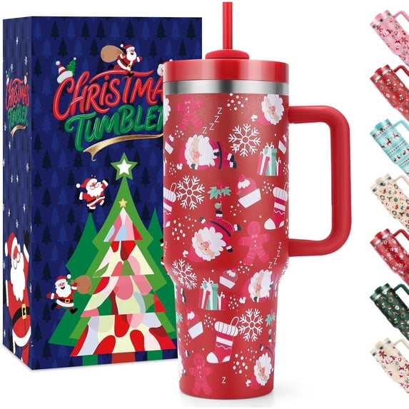 Christmas Gifts for Women Men Kids, 40 oz Christmas Tumbler with Handle ...