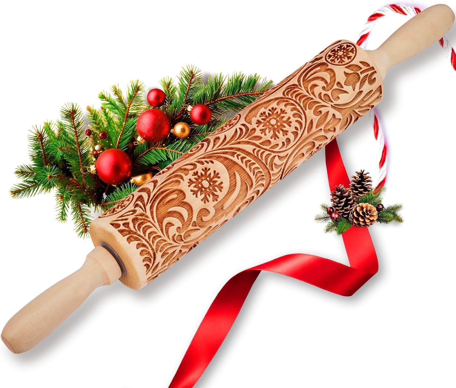 Christmas Gifts Wooden Embossed Rolling Pin for Baking, Stocking ...