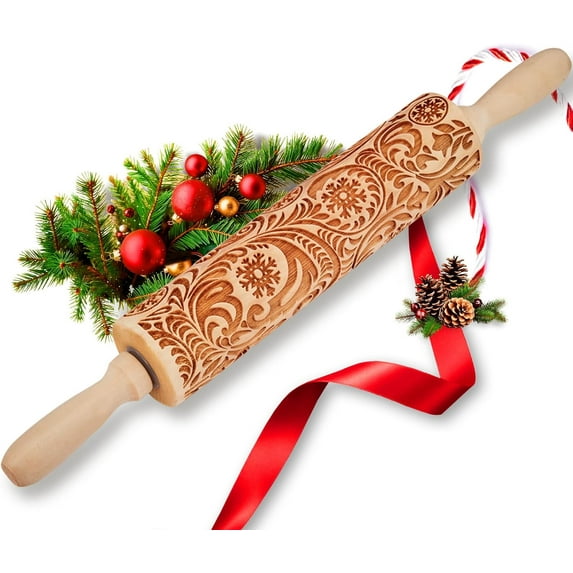 Christmas Gifts Wooden Embossed Rolling Pin for Baking, Stocking ...